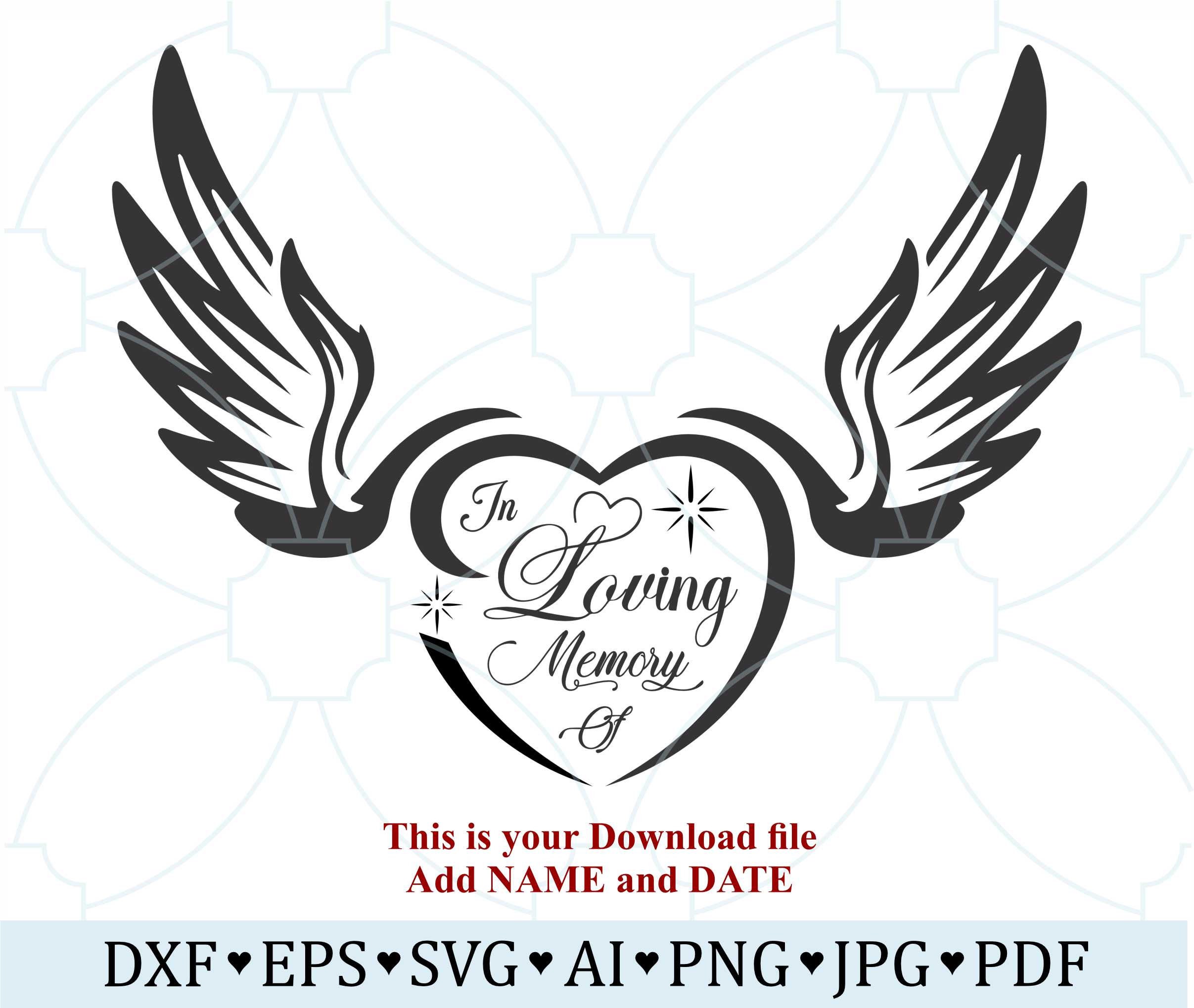 In Loving Memory of Heart Wings SVG, in Memory of SVG, Angel Wings ...