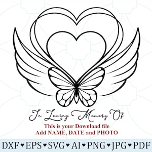 In Loving Memory of Svg Png, Butterfly Angel Wings Memorial Photo Frame ...
