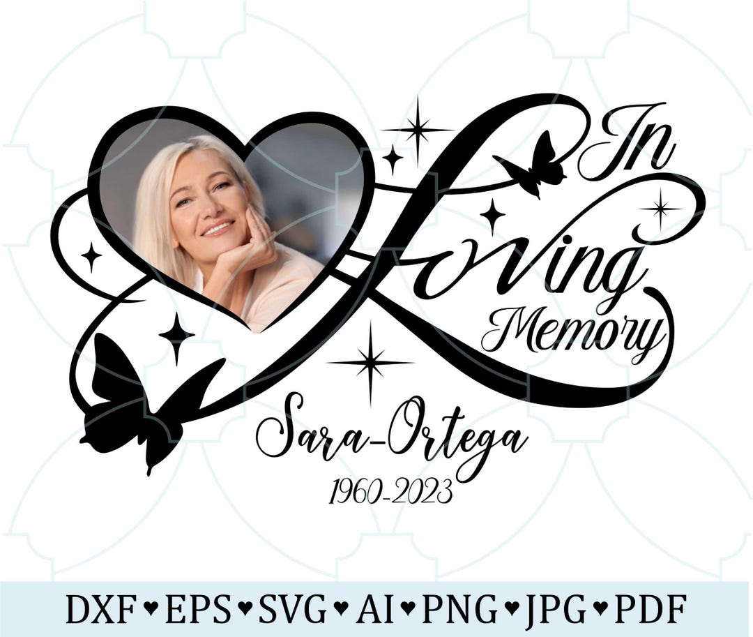 Memorial SVG: Glitter Heart, Butterflies, Editable Photo (digital Files ...