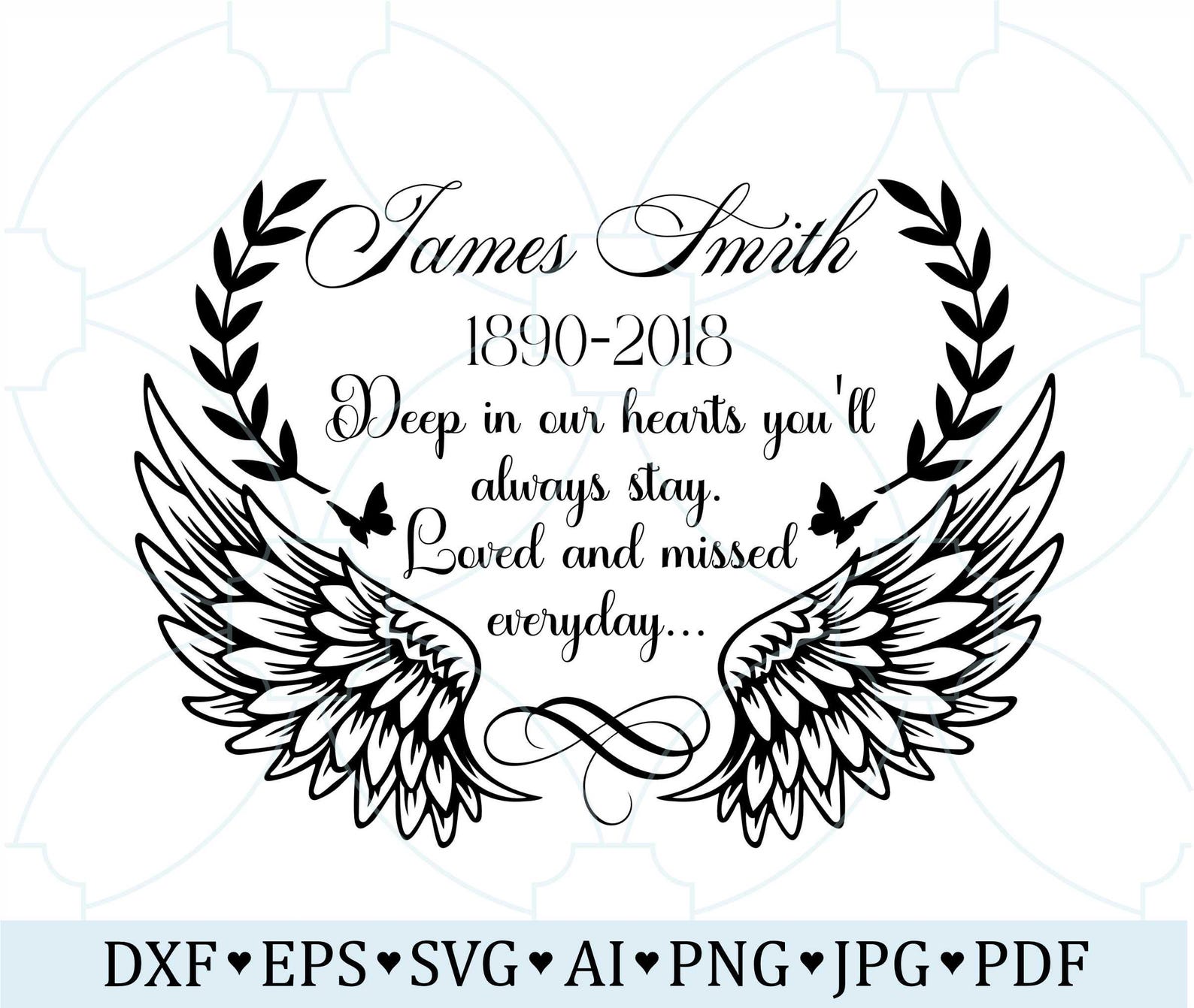 Angel Wings Memorial SVG: in Loving Memory Clipart (digital Files) - Etsy