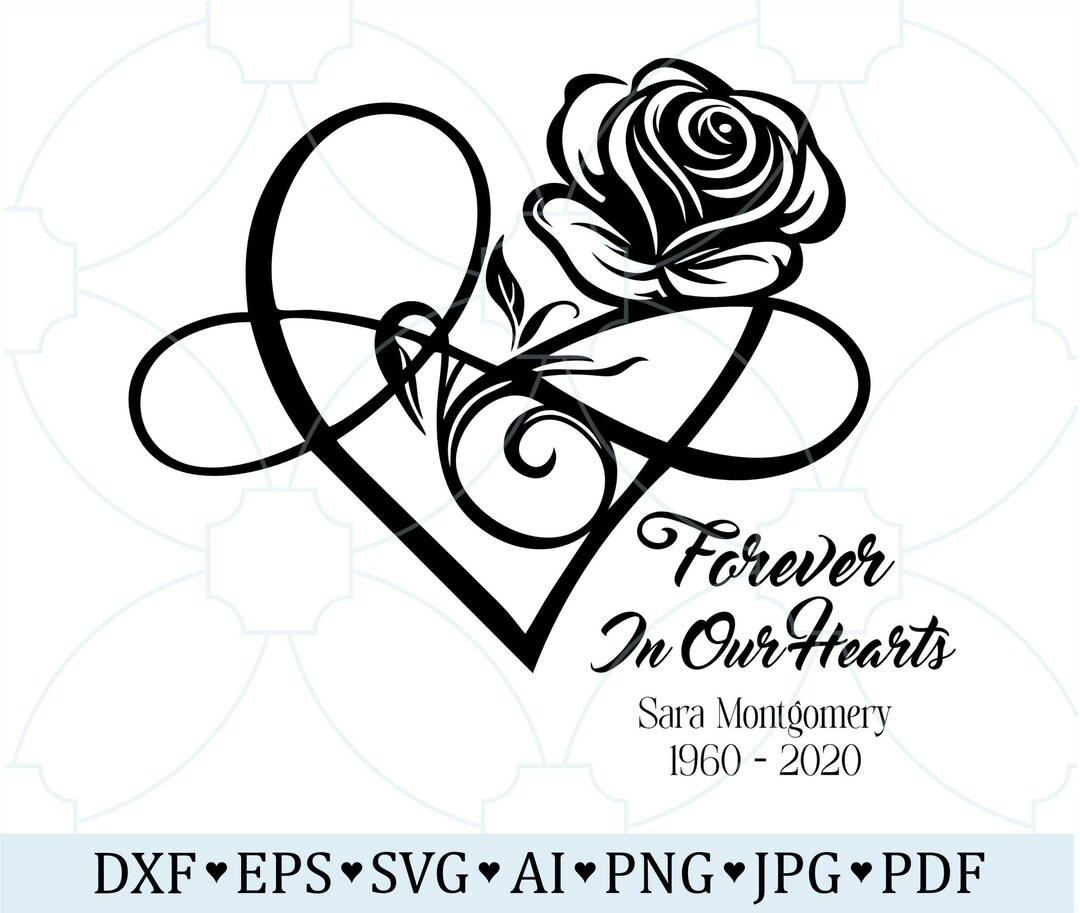 Forever in Our Hearts SVG, Memorial Rose Infinity Design, in Loving ...