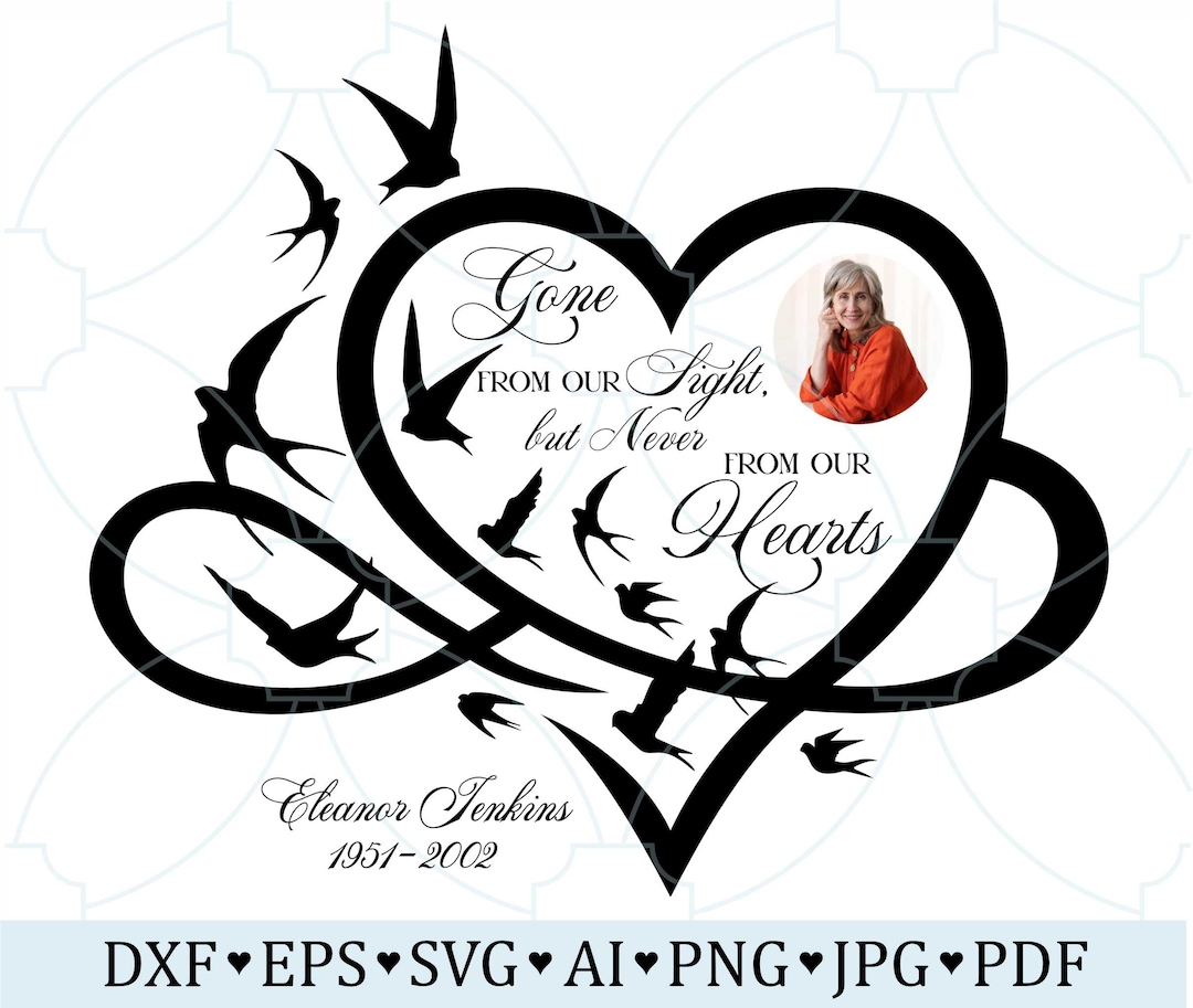 In Loving Memory SVG, in Memory Svg, Heart With Flying Birds Memorial ...