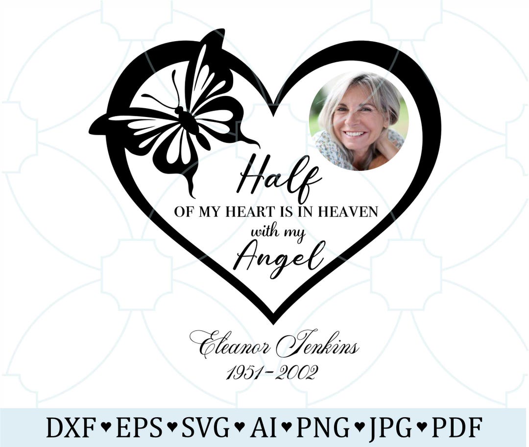 Butterfly Heart Memorial SVG: Editable Name & Photo (digital Files) - Etsy