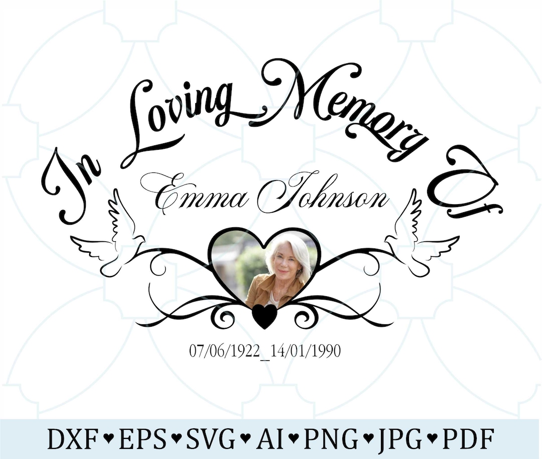 In Loving Memory Heart Frame SVG Png, Heart With Flying Birds SVG, Rest ...