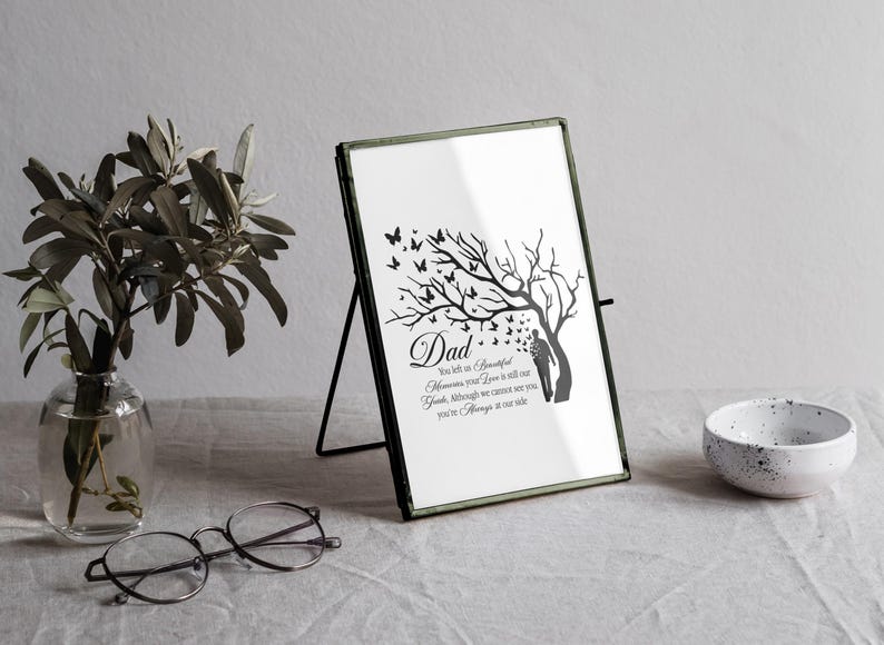 Dad Memorial Tree of Life SVG: Butterfly Remembrance Design (digital ...
