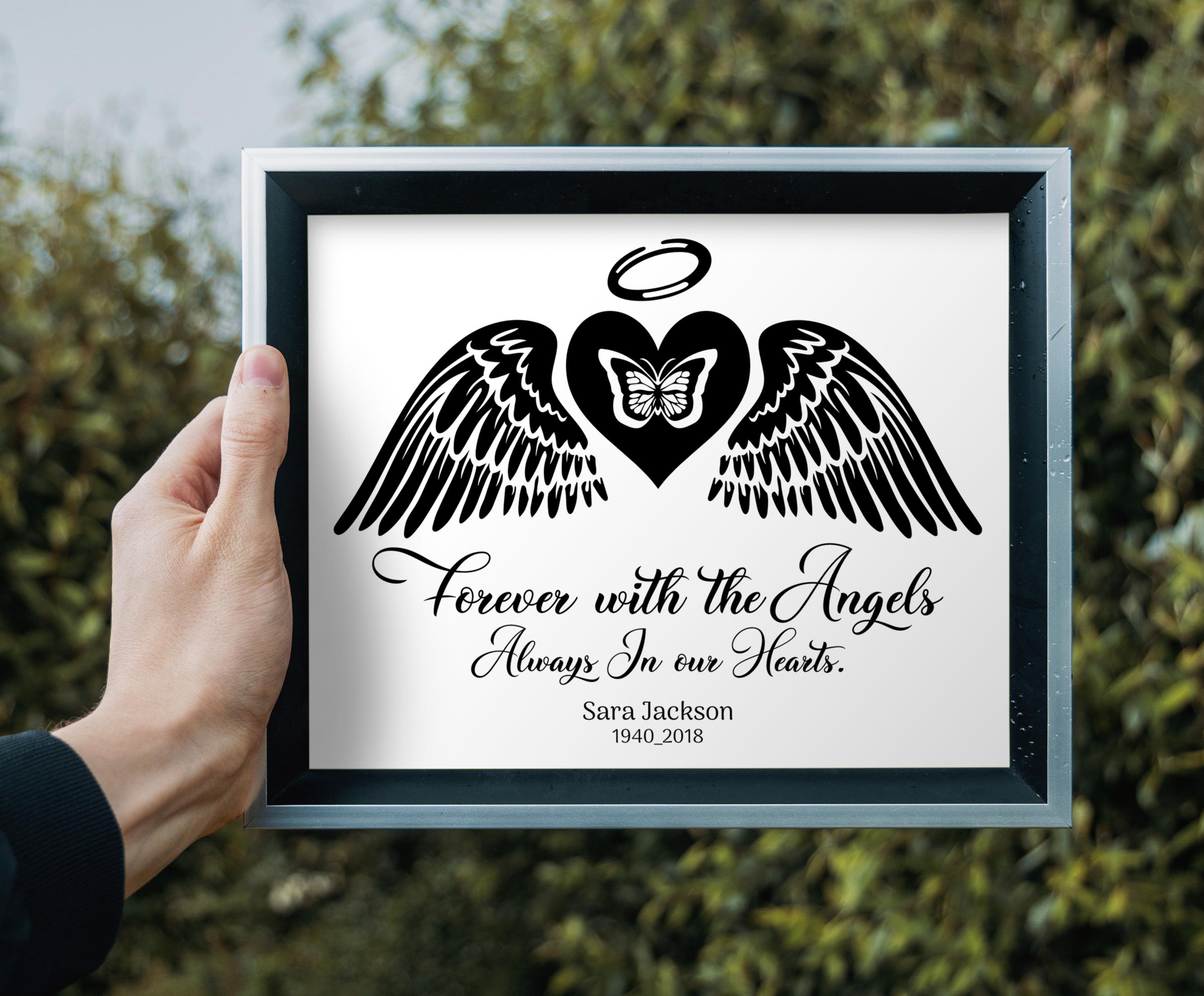 Butterfly Memorial Heart Wings Svg Png: Angel Remembrance (digital ...
