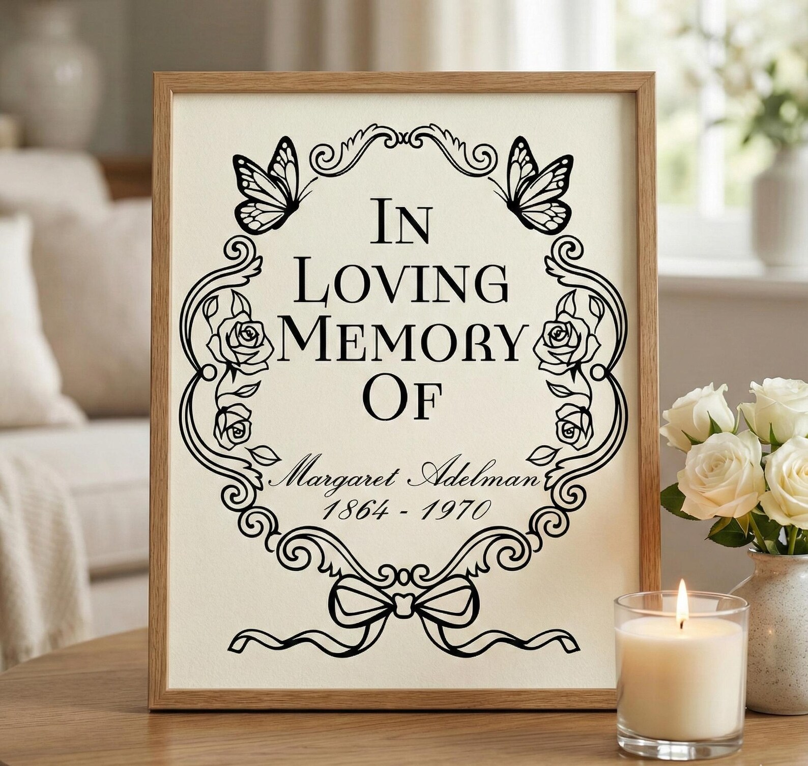 In Loving Memory SVG Frame, Memorial Floral Wreath Design, Personalized ...