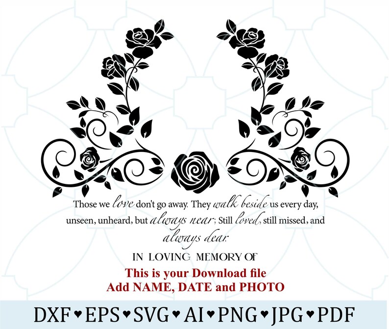 Memorial Poem Floral SVG PNG: Remembrance Photo Frame (digital Files ...