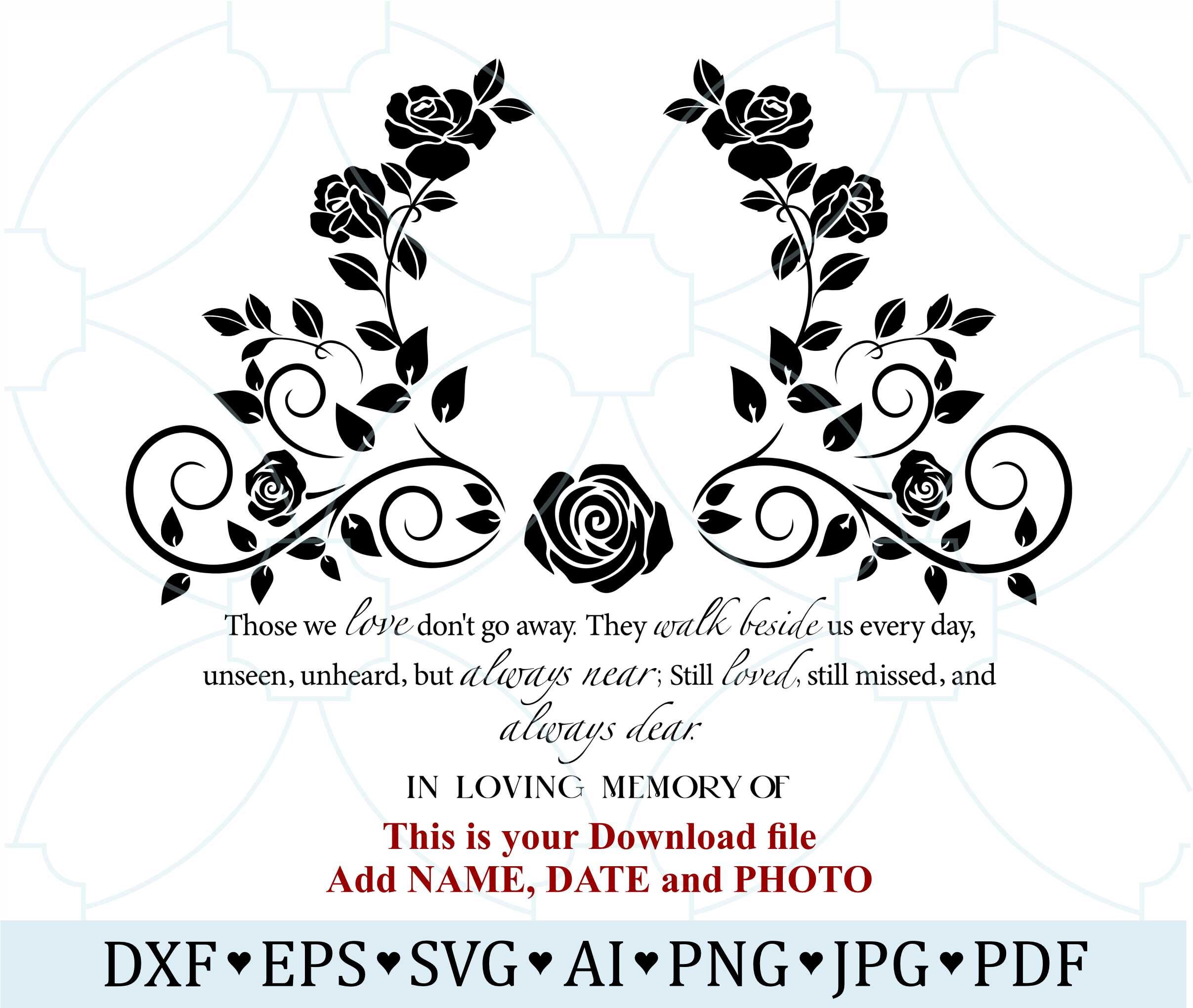Memorial Poem SVG Png Floral in Loving Memory SVG Png, Rest in Peace ...