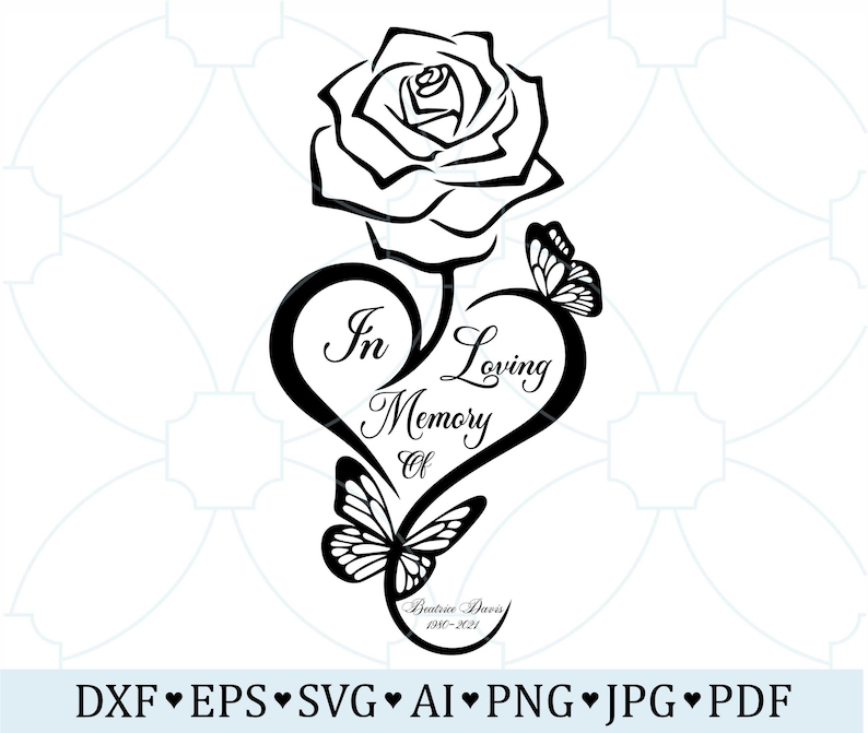 Buy In Loving Memory Rose Svg, Heart Butterfly Memorial Svg Png, in ...