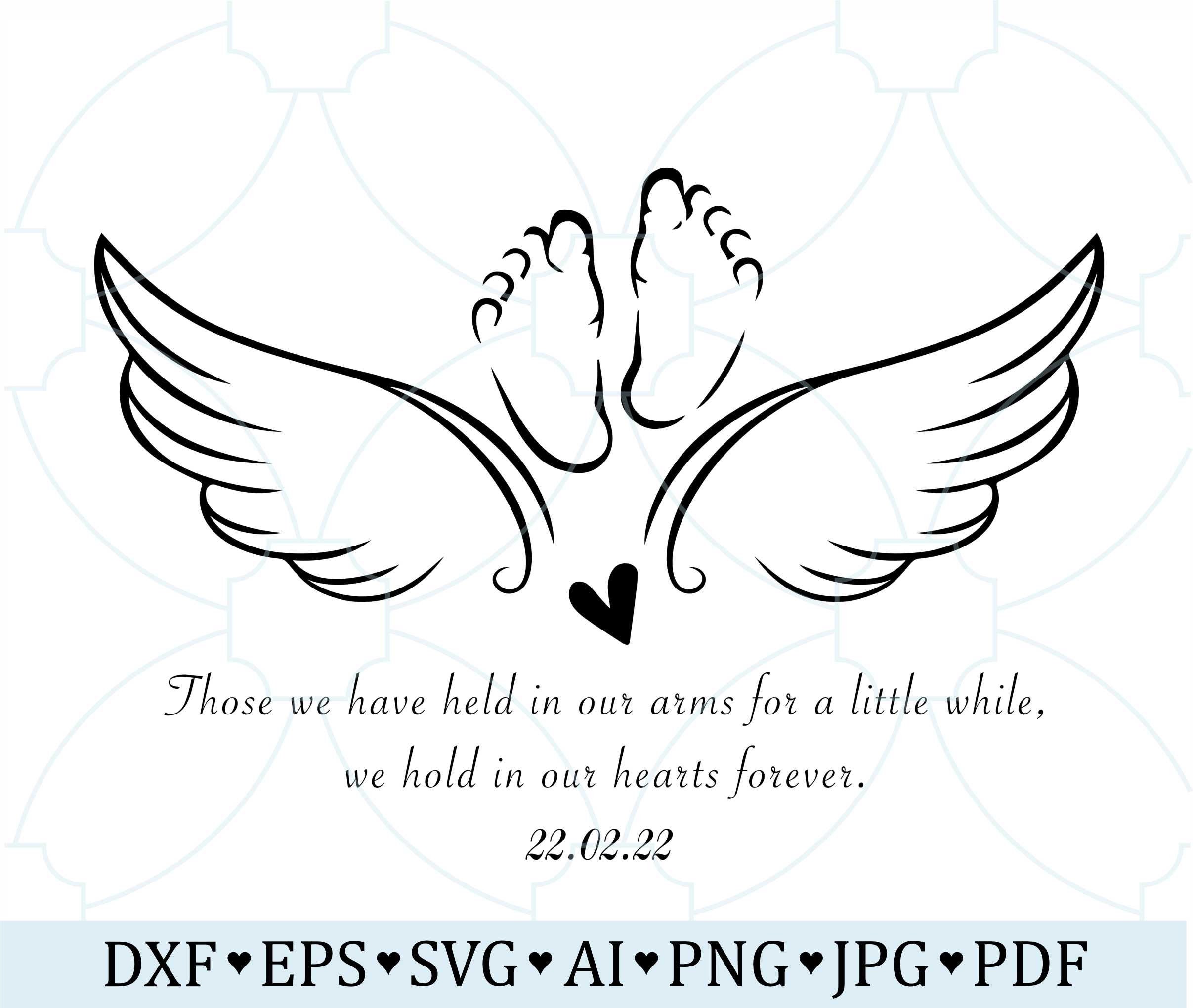 Printable Baby Feet With Wings Baby Angel Wings Svg Files For Cricut