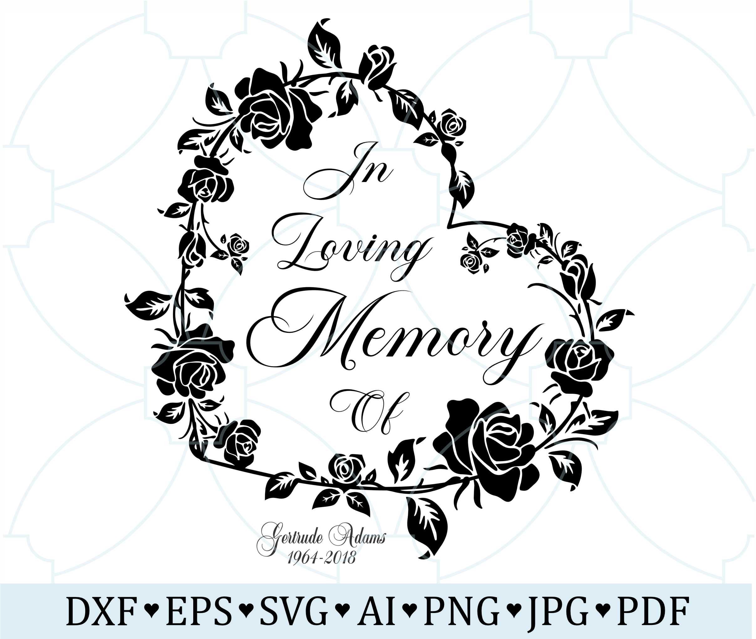 In Loving Memory Rose Flower SVG Files, Memorial Quote SVG, Death ...