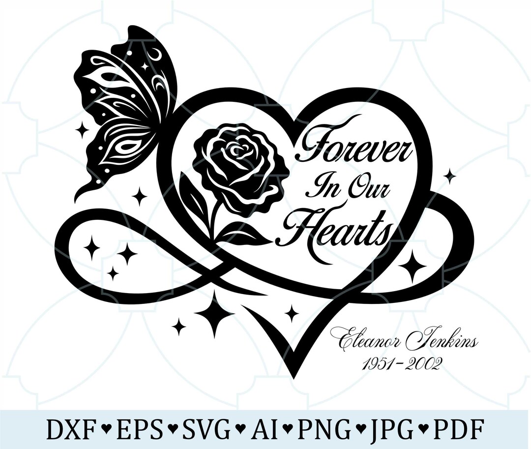 Forever in Our Hearts SVG, Memorial Infinity Heart SVG, Rose ...