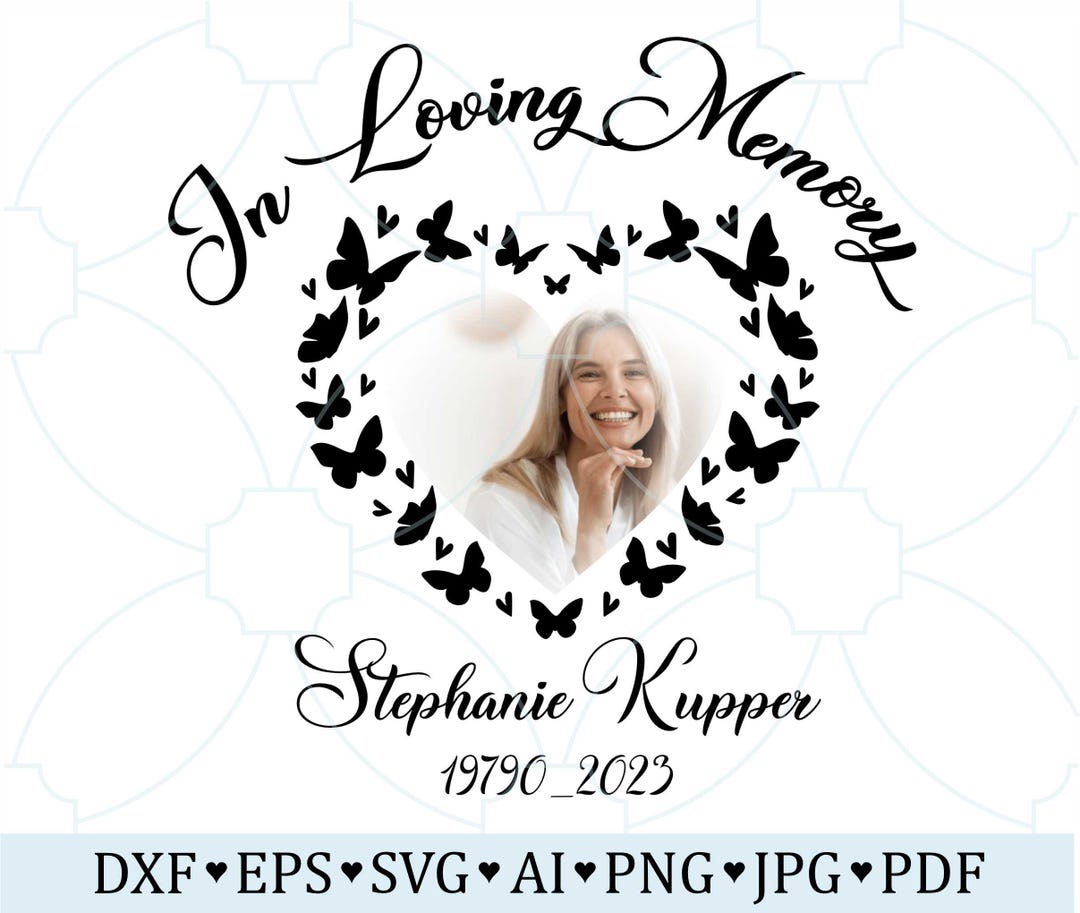 In Loving Memory SVG, Butterfly Memorial Photo Frame PNG, Personalized ...