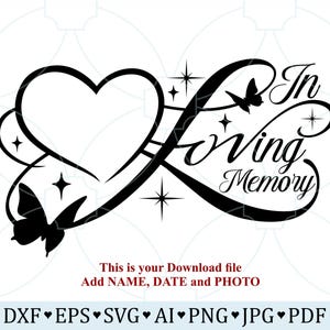 In Loving Memory SVG Png, Glitter Heart With Butterflies Memorial SVG ...