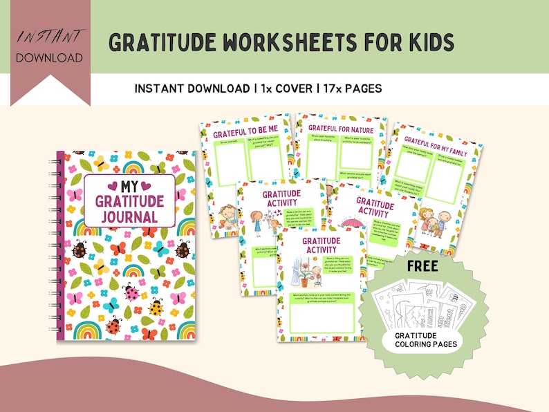 Gratitude Worksheets for Kids, Gratitude Journal - Etsy