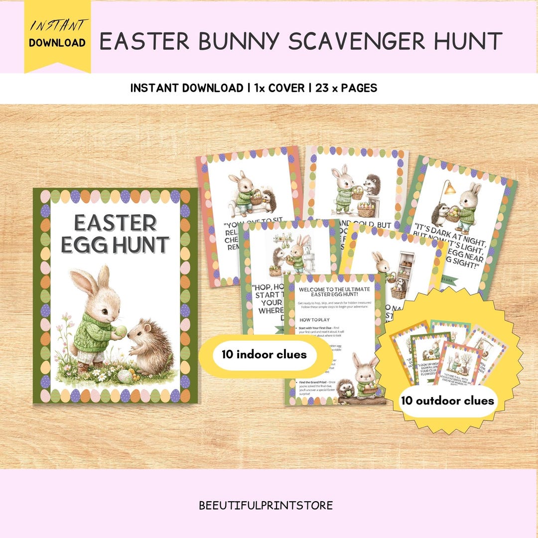 Easter Bunny Scavenger Hunt, Activity Games - Etsy