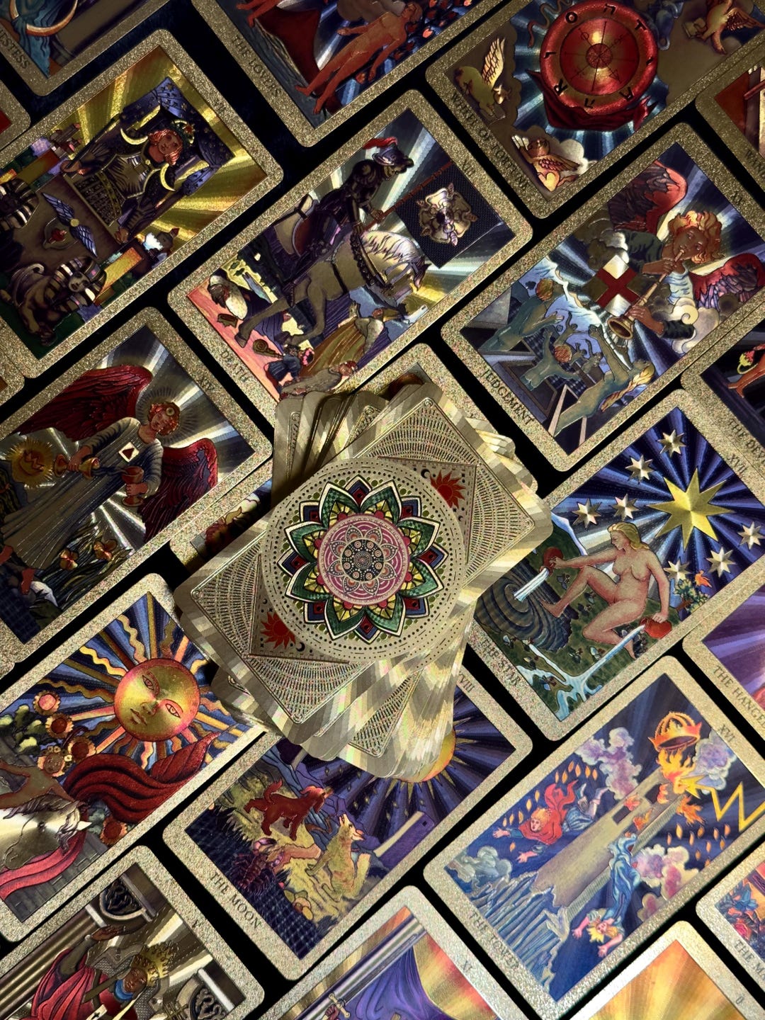 Premium Gold Foil Tarot Deck | 78 Hot Stamped Tarot Card Set | Mystical ...
