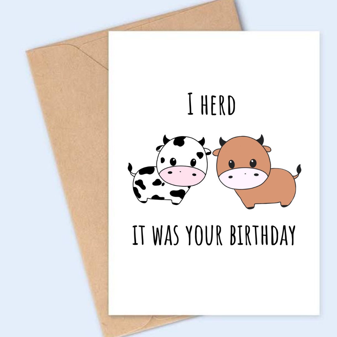 Cow Pun Birthday Card, Printable Birthday Card, Farm Card - Etsy