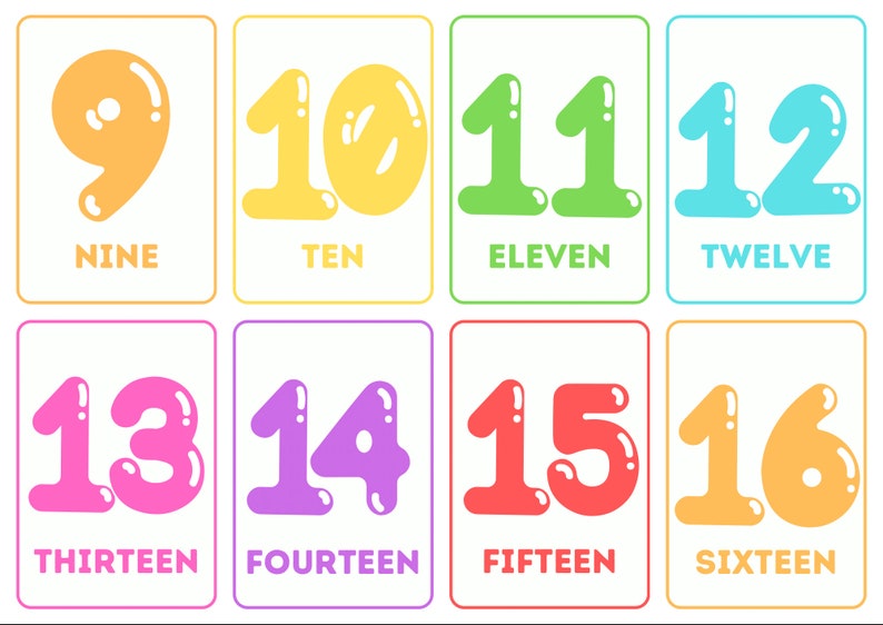 Printable Number Flashcards for Kids, Numbers 1-50, Digital Learning ...