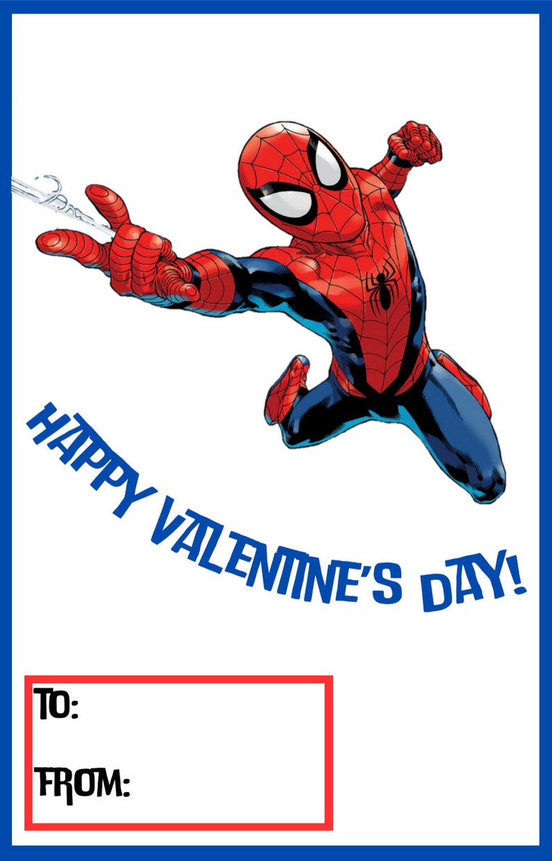 Spiderman Inspired Printable Valentines Day Cards, Kids Valentines ...