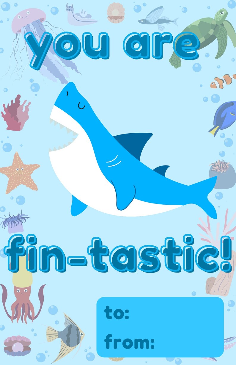 Sea Creatures Printable Valentines Day Cards, Mini Valentines ...