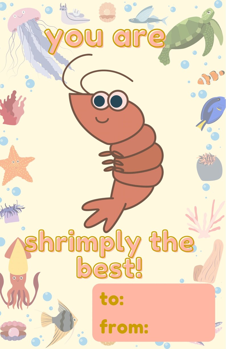 Sea Creatures Printable Valentine’s Day Cards, Mini Valentines ...