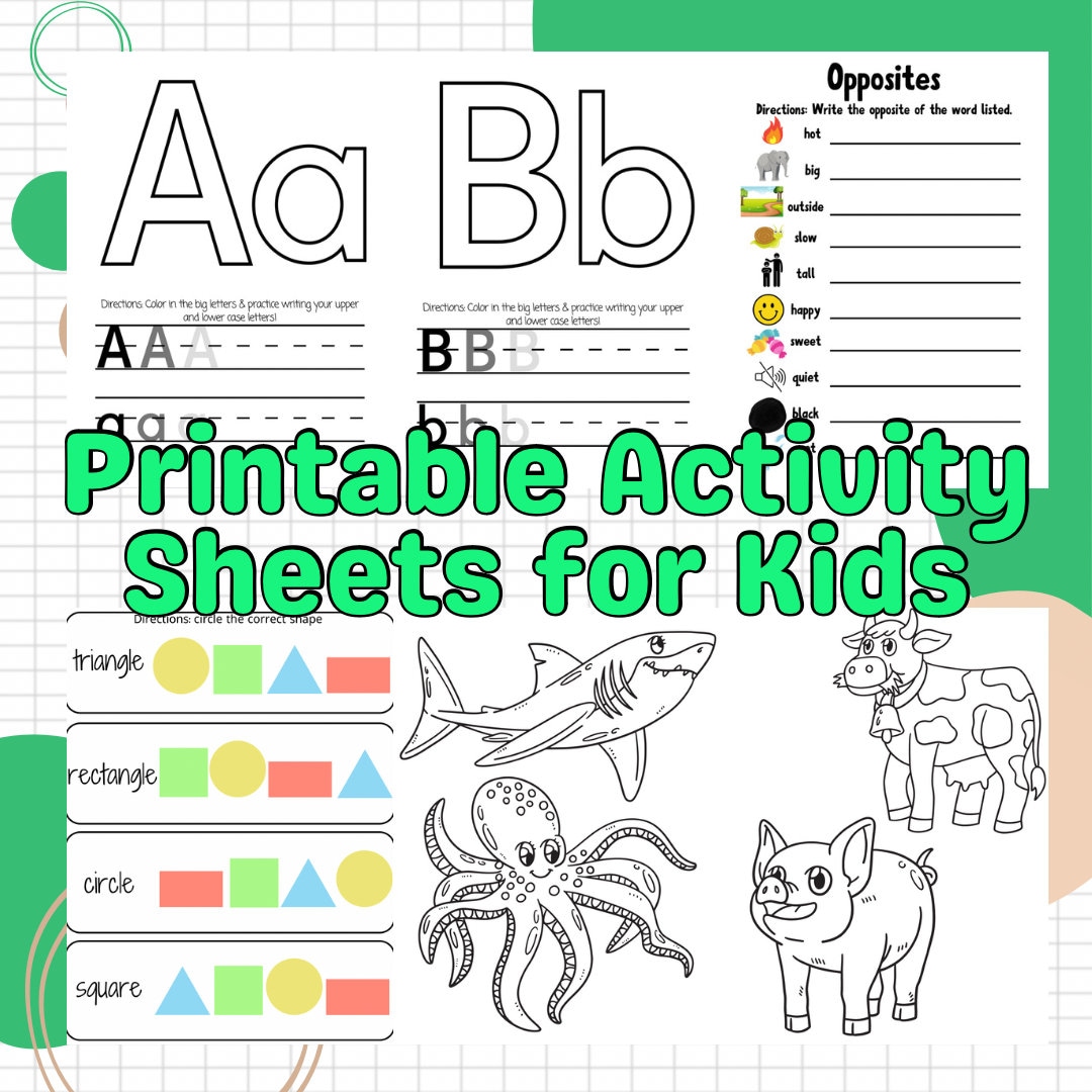 Printable Activity Sheets for Kids, 38 Digital Learning Sheets for Kids ...