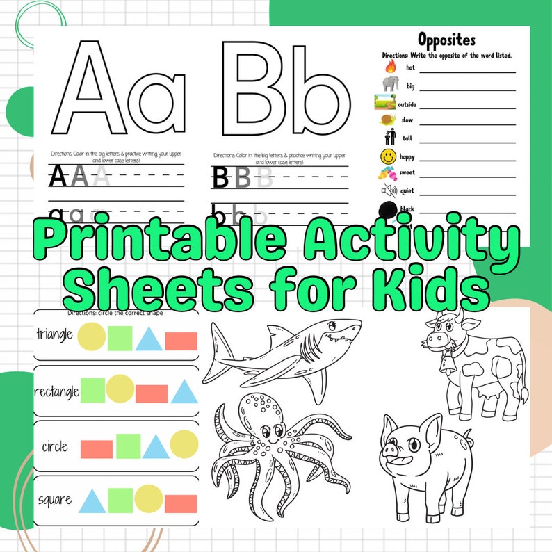 Printable Activity Sheets for Kids, 38 Digital Learning Sheets for Kids ...