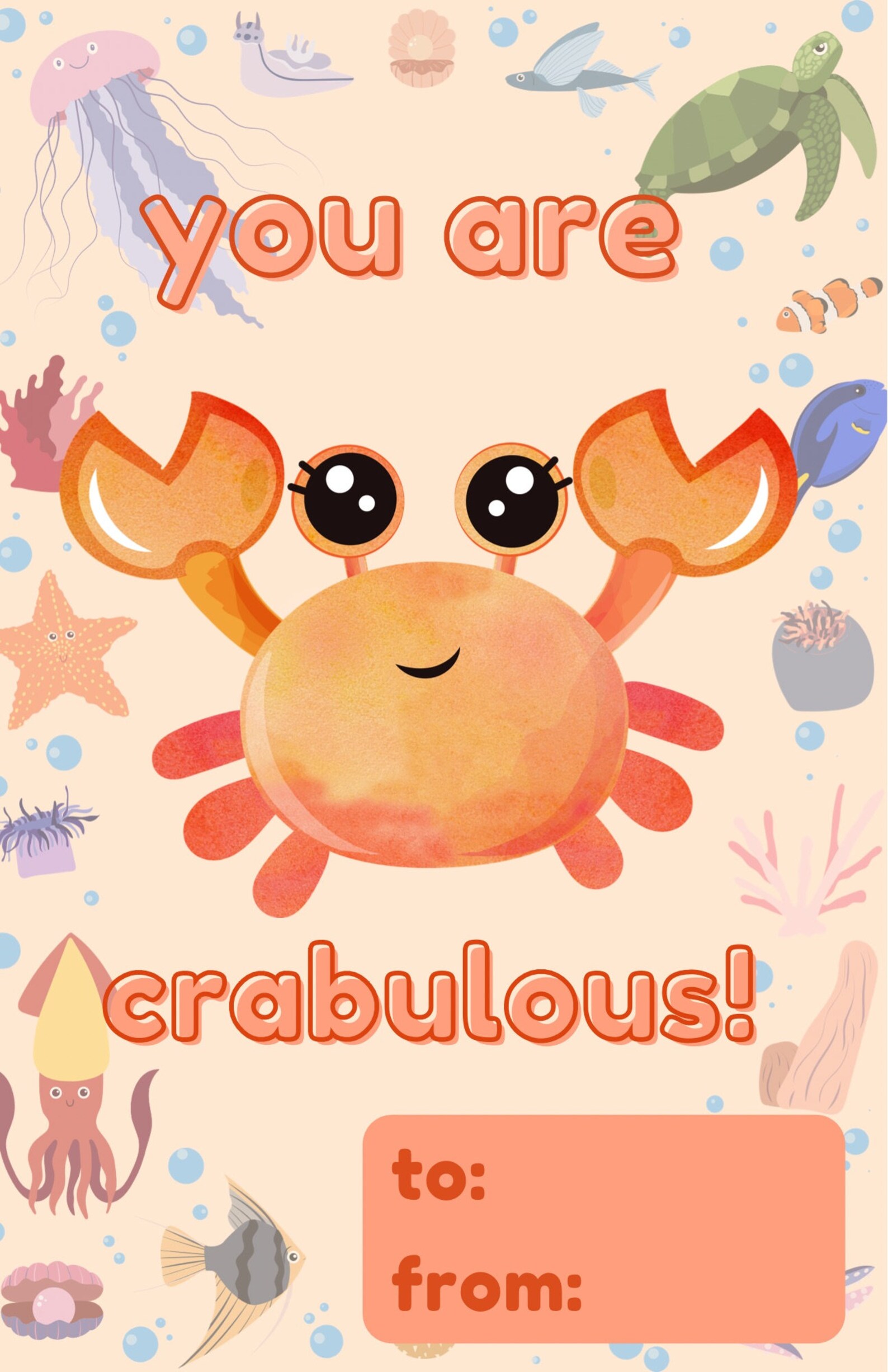 Sea Creatures Printable Valentine’s Day Cards, Mini Valentines ...