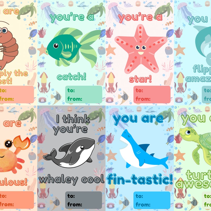Sea Creature Cards - Etsy Canada