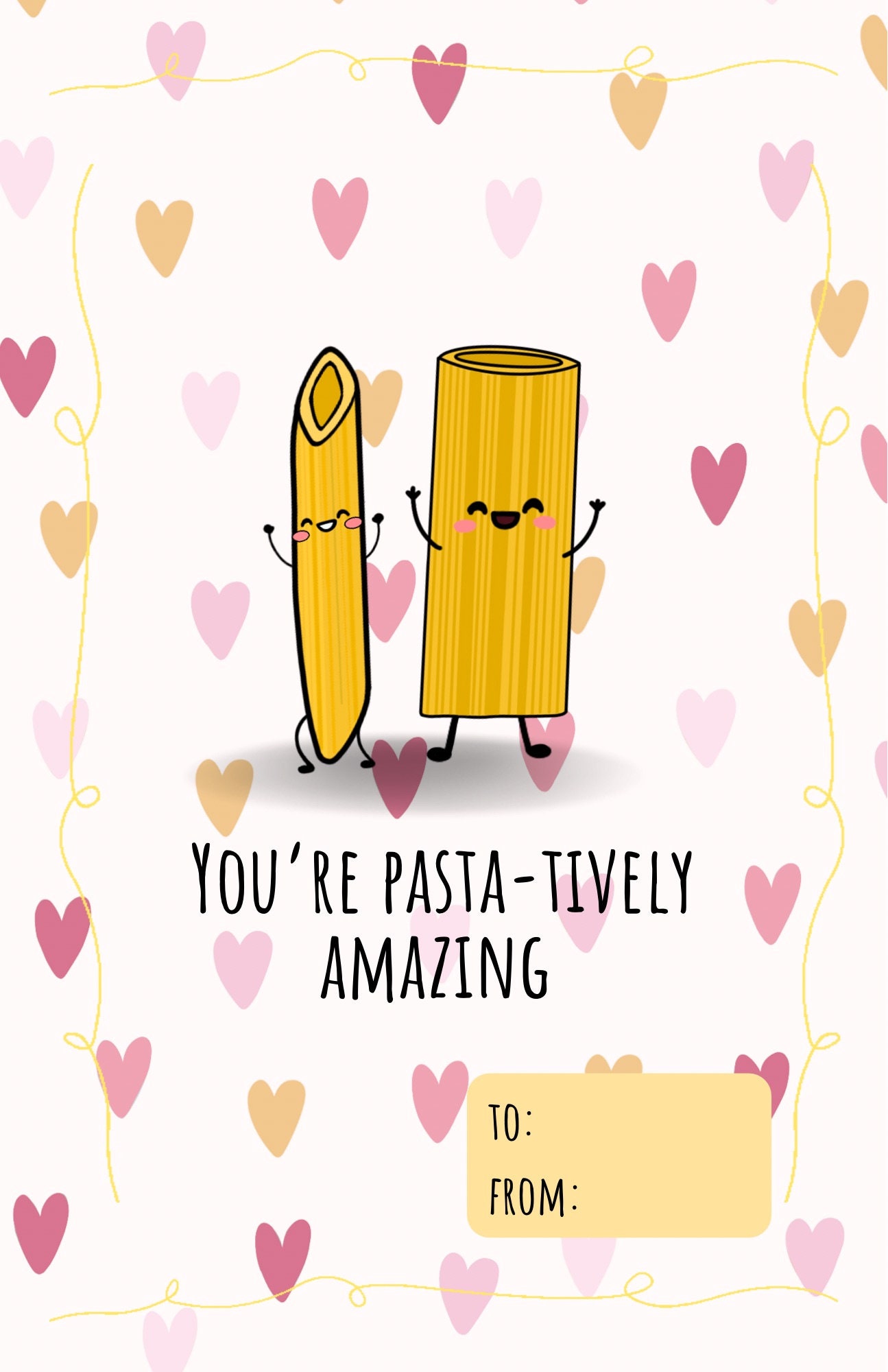 Printable Pasta Valentine Cards, Mini Funny Food Valentines, Pasta ...