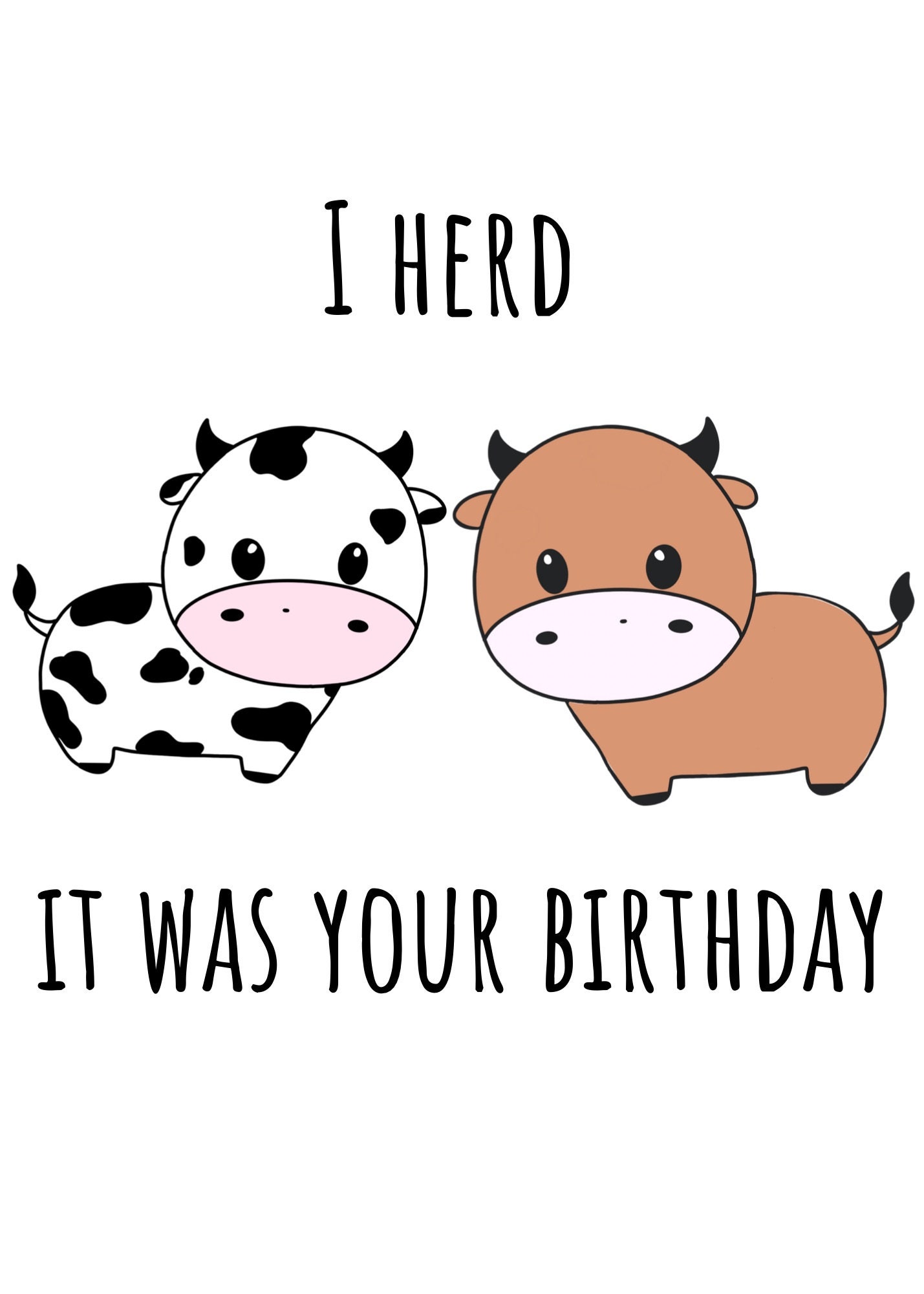 Cow Pun Birthday Card, Printable Birthday Card, Farm Card - Etsy
