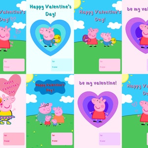 Peppa Inspired Printable Valentines Day Cards, Kids Valentines Cards ...