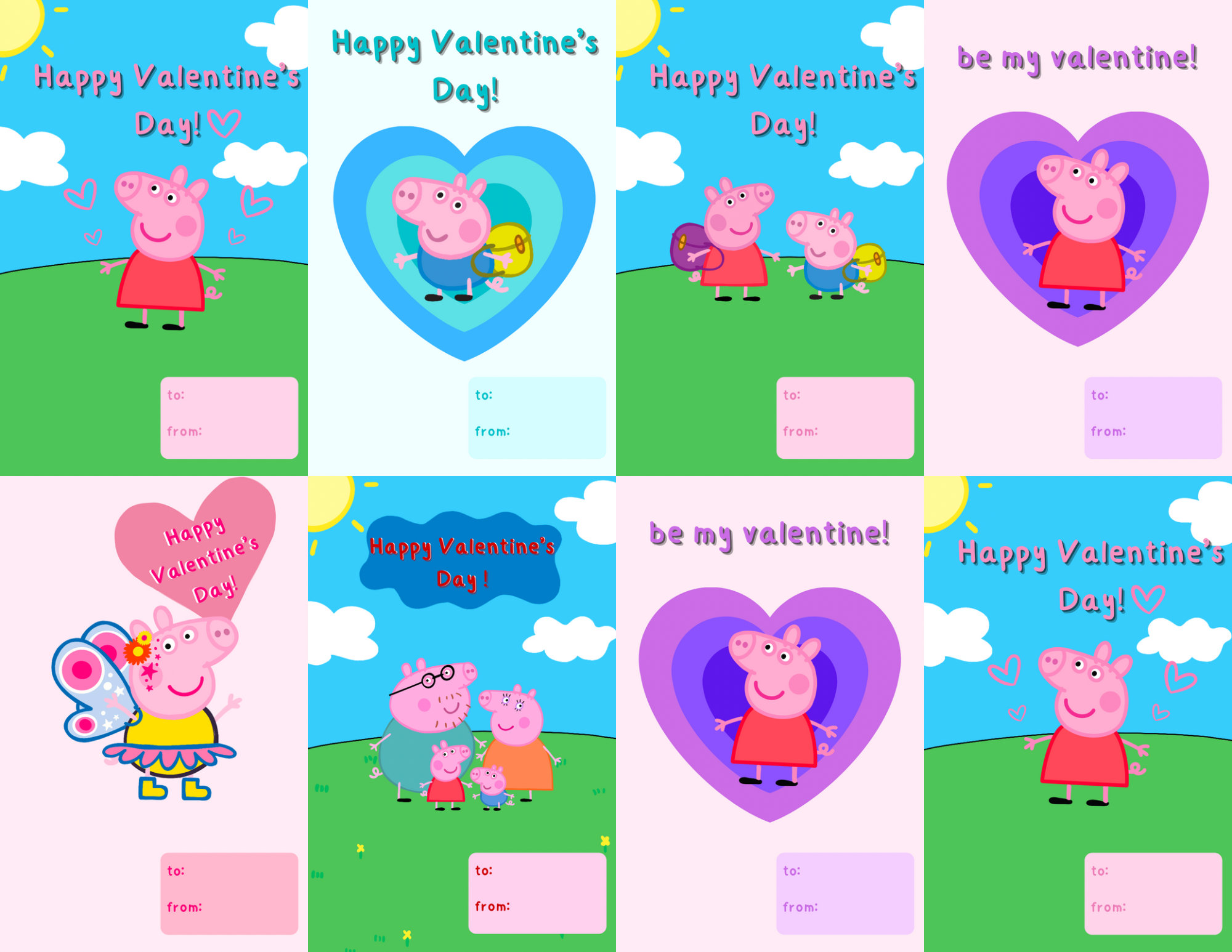 Peppa Inspired Printable Valentines Day Cards, Kids Valentines Cards ...