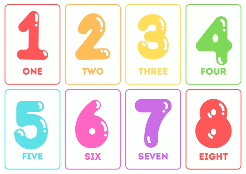 Printable Number Flashcards for Kids, Numbers 1-50, Digital Learning ...
