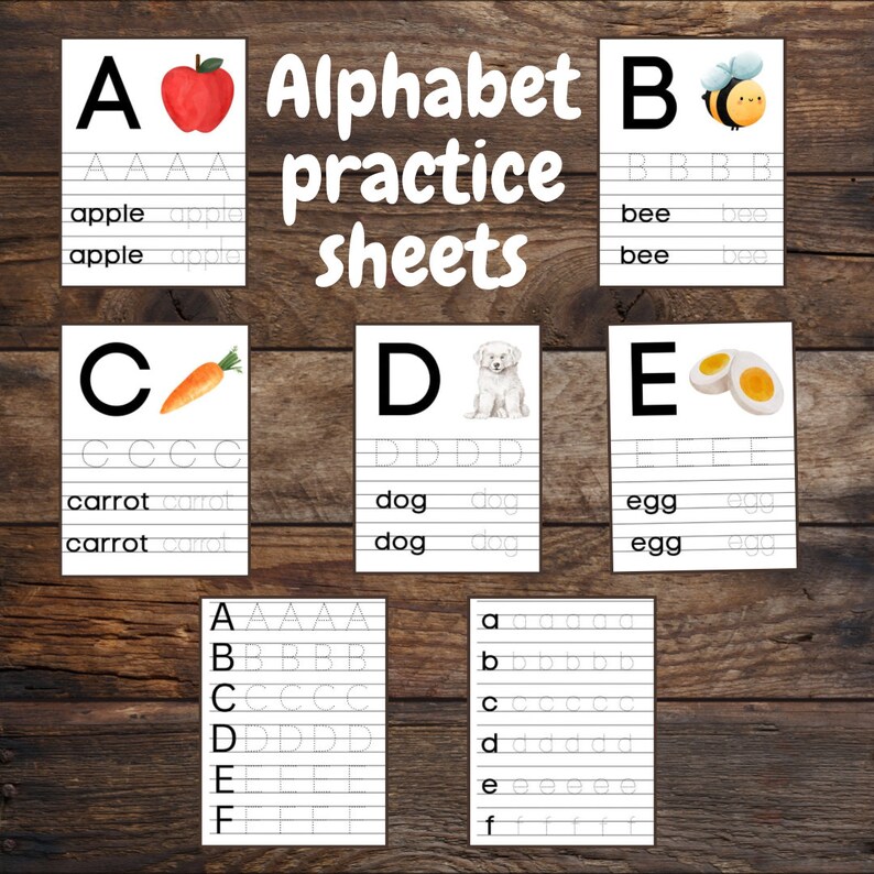 Printable Alphabet Practice Sheets for Kids, Alphabet Worksheets for ...