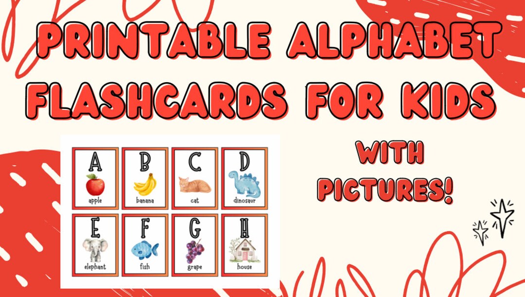 Printable Alphabet Flashcards for Kids, 26 Digital Learning Cards for ...