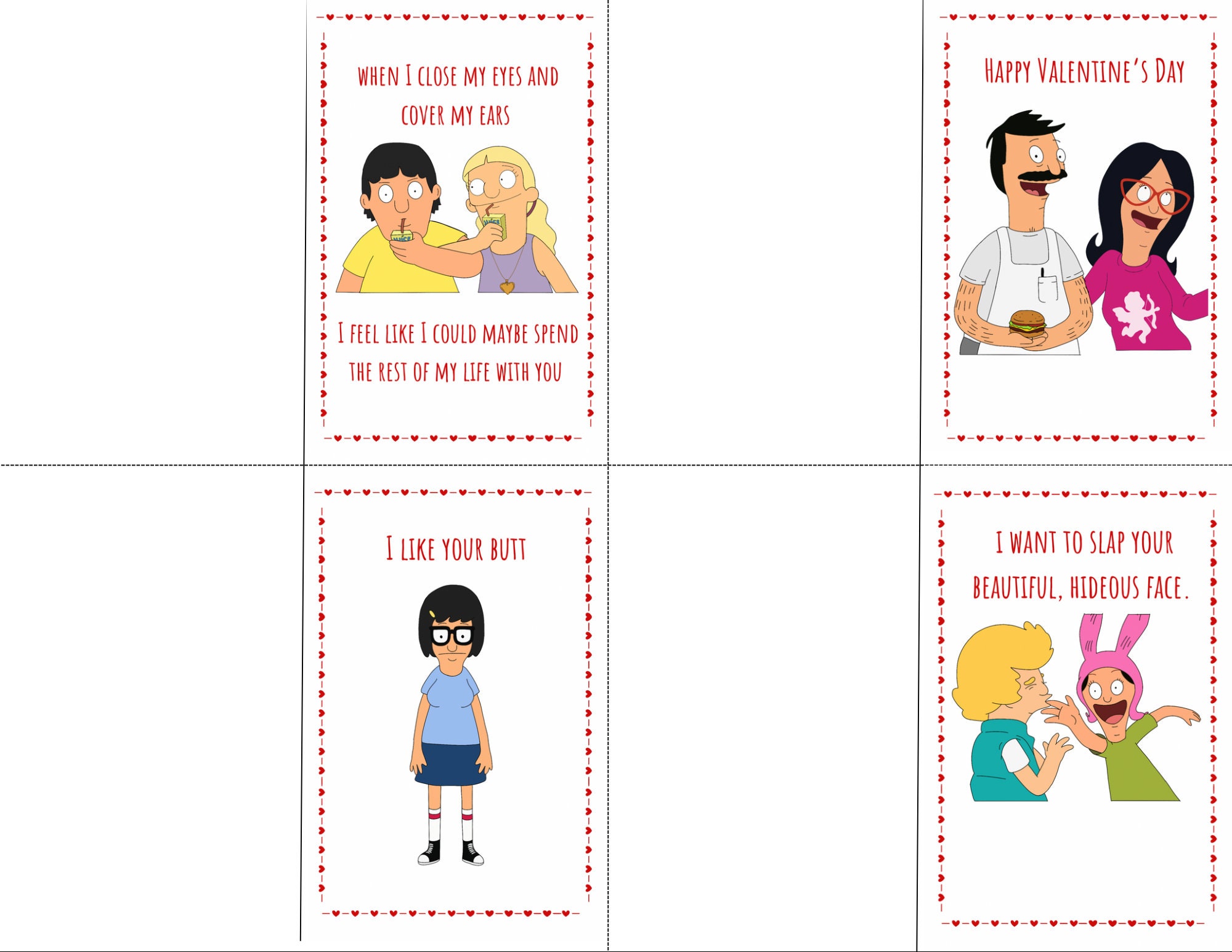Bobs Burgers Inspired Valentines Day Bundle, Bobs Burgers Digital Cards ...