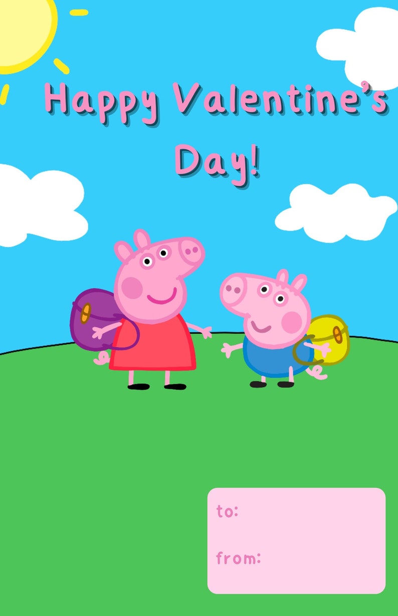 Peppa Inspired Printable Valentines Day Cards, Kids Valentines Cards ...