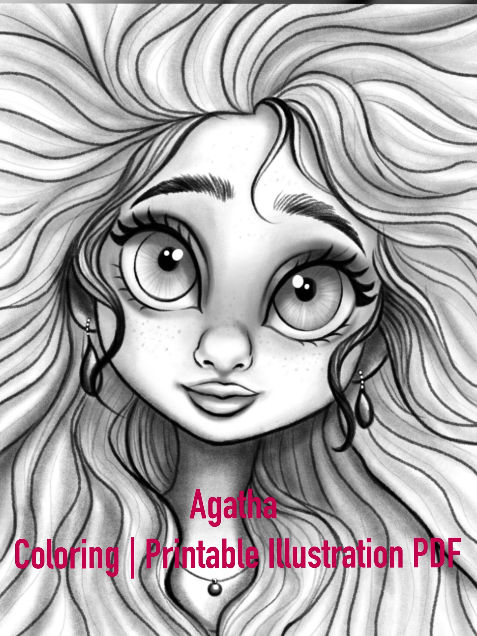 Agatha Coloring Page Printable Adult Coloring Page Download Light/dark ...