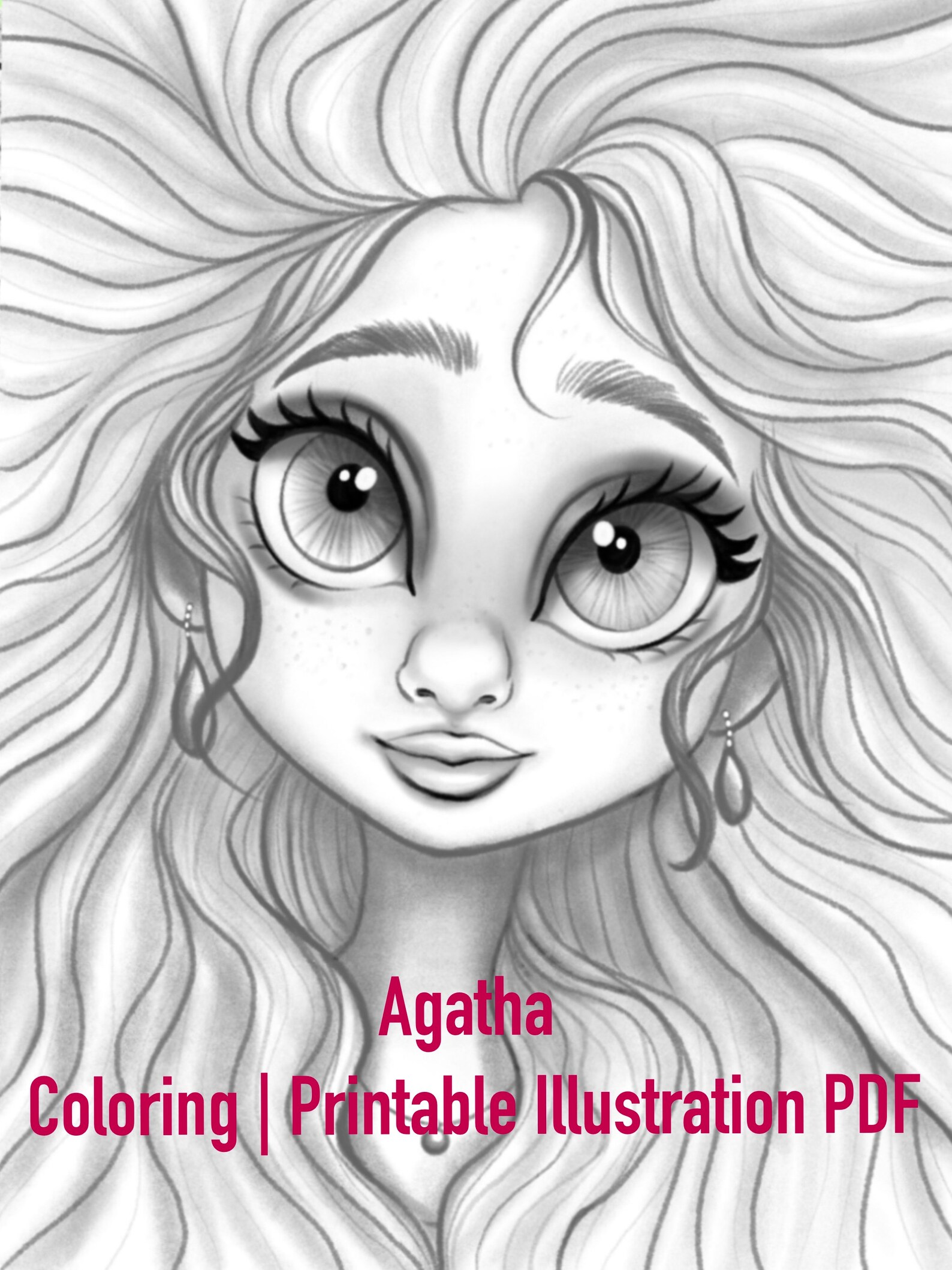 Agatha Coloring Page Printable Adult Coloring Page Download Light/dark ...