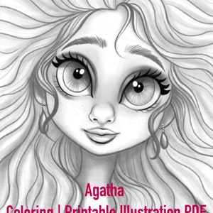 Agatha Coloring Page Printable Adult Coloring Page Download Light/dark ...