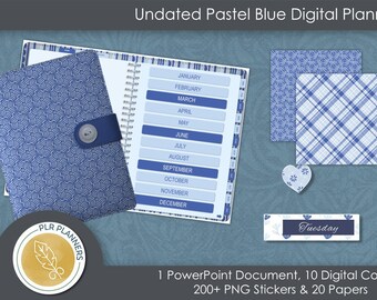 Undated Digital Planner - Blue Diamonds - Etsy