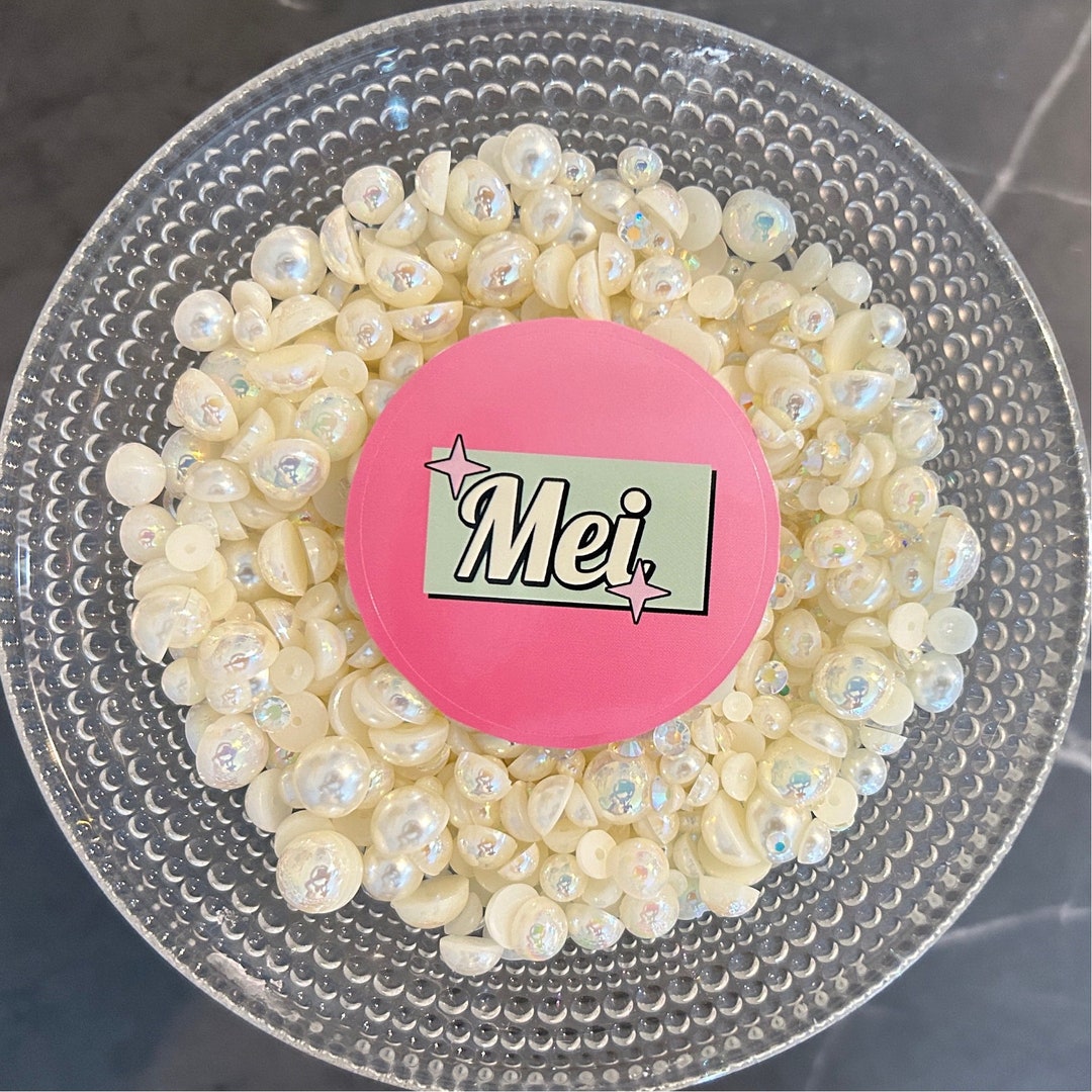 Flatback Pearls and Rhinestone Mix, Sizes Range 3mm-10mm, Flatback ...