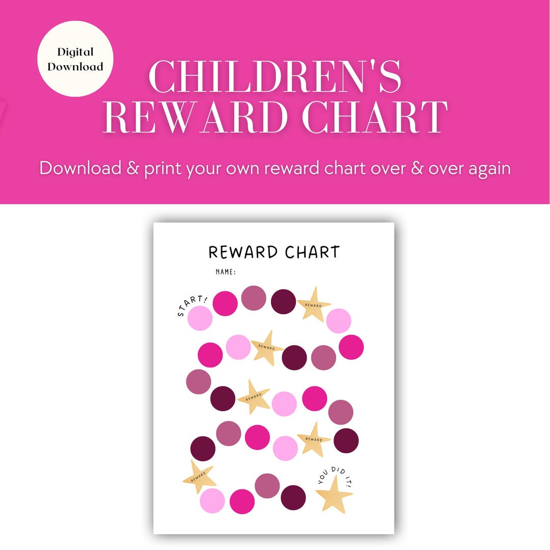 Pink Reward Chart, Printable Behaviour Chart, Daily Chore Chart ...