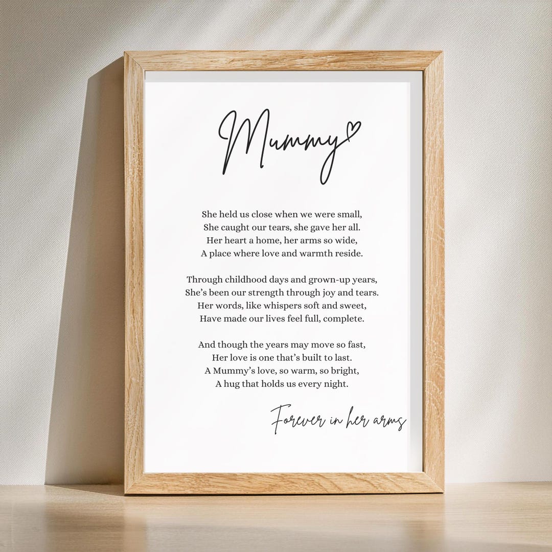 Mummy Poem Print - Mother’s Day Present, Birthday Gift, Personalized ...