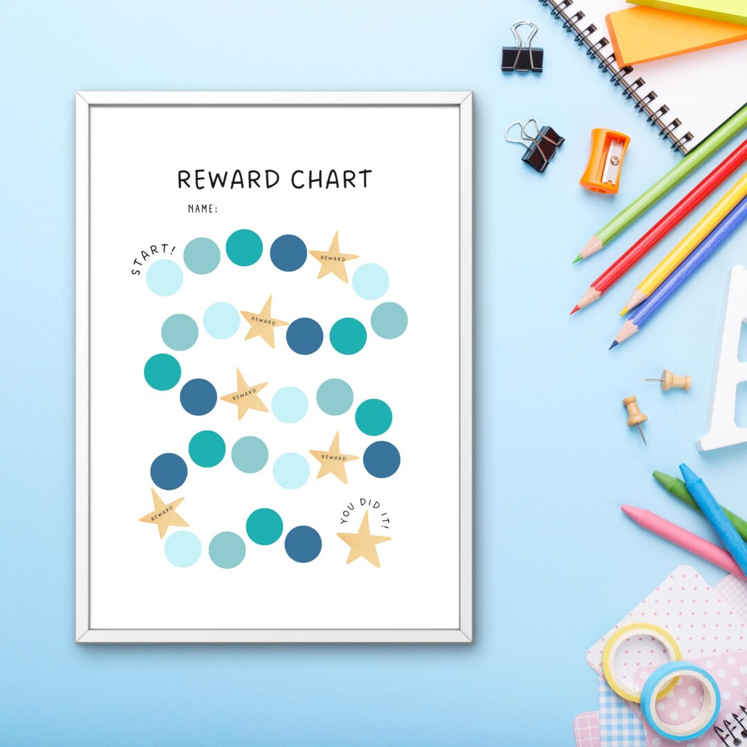 Blue & Green Reward Chart, Blue Behaviour Chart, Printable Daily Chore ...