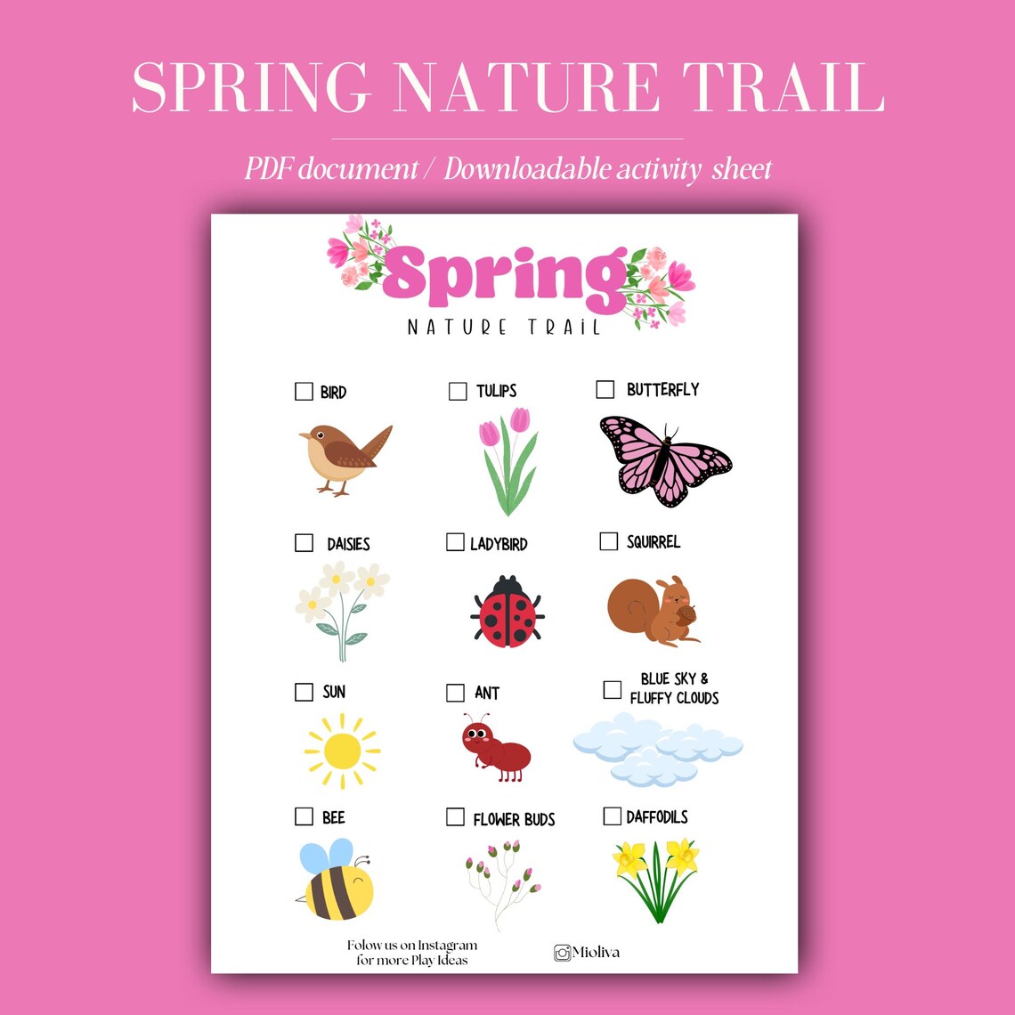 Spring Nature Trail Printable for Kids,spring Hiking Scavenger Hunt ...