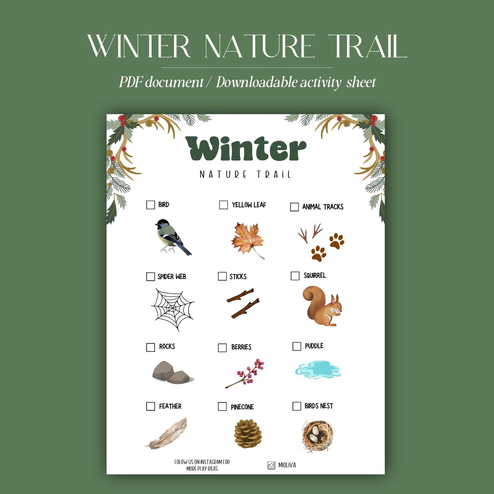 Winter Nature Scavenger Hunt for Kids: Printable Outdoor Activity ...